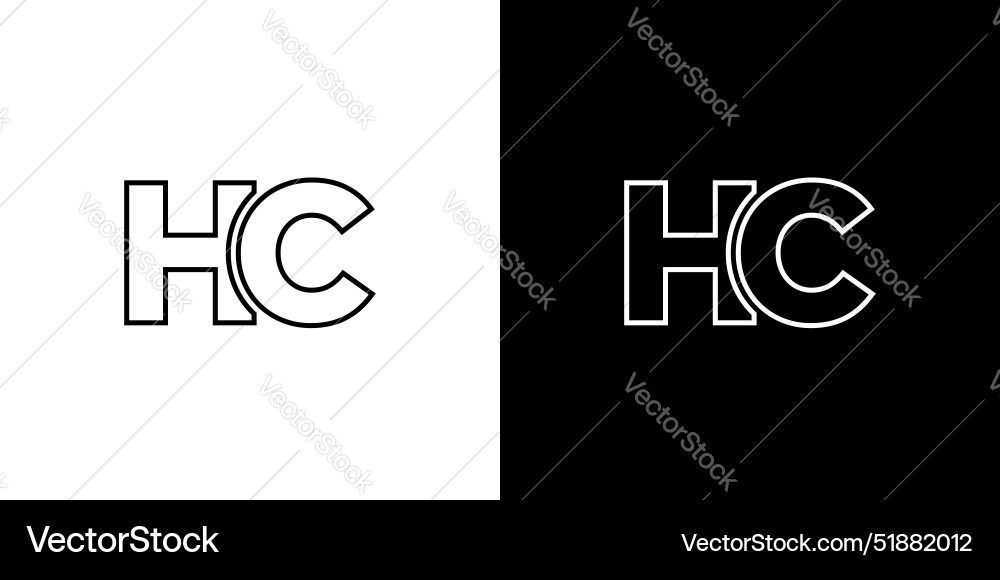 Letter h and c hc logo design template minimal Vector Image