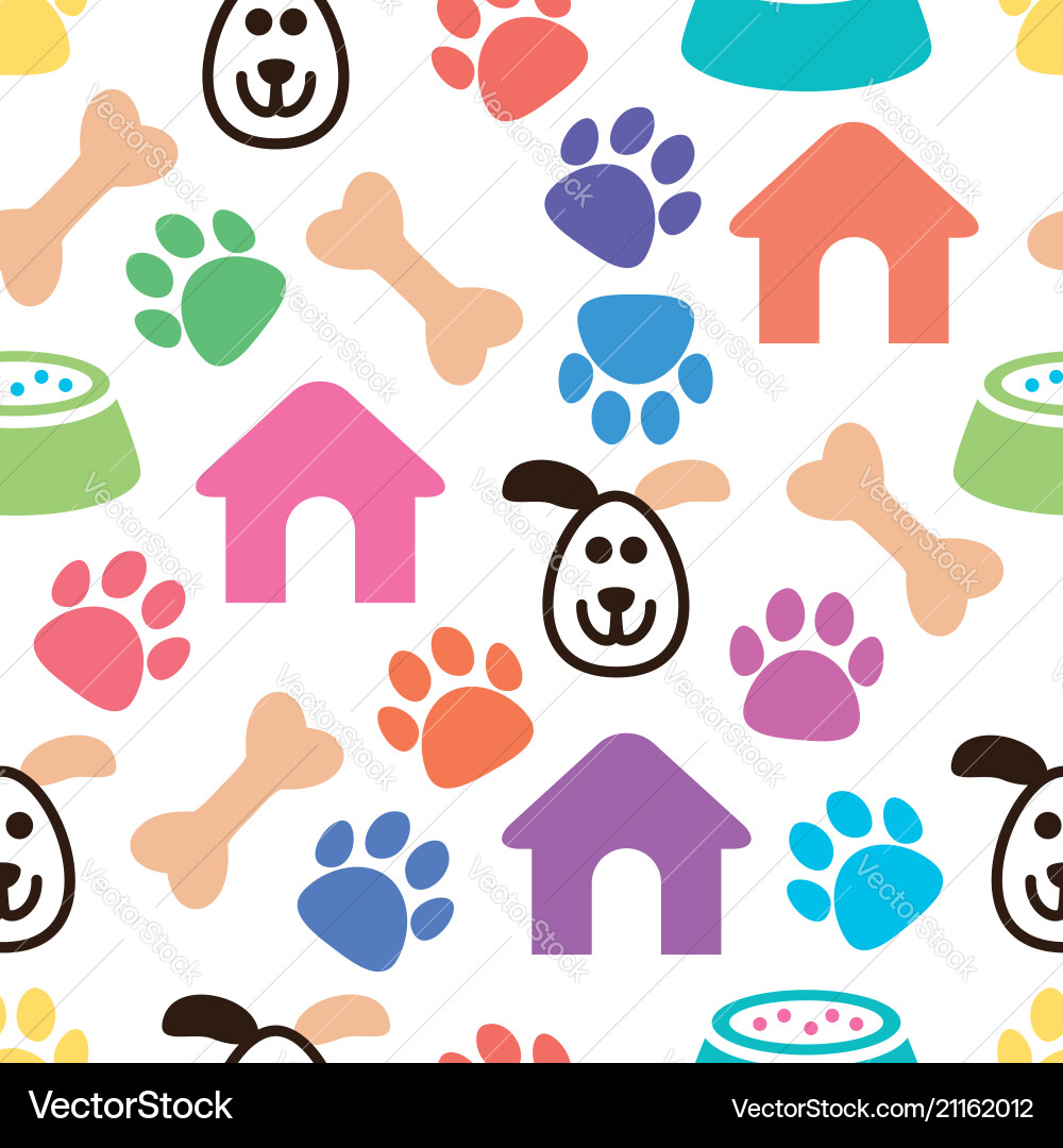 Seamless and colorful pet pattern Royalty Free Vector Image