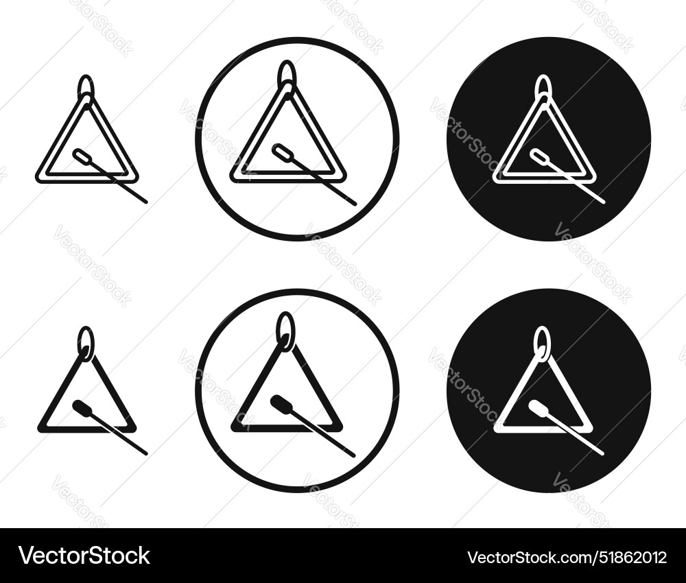 Triangle music icon set in black and white Vector Image