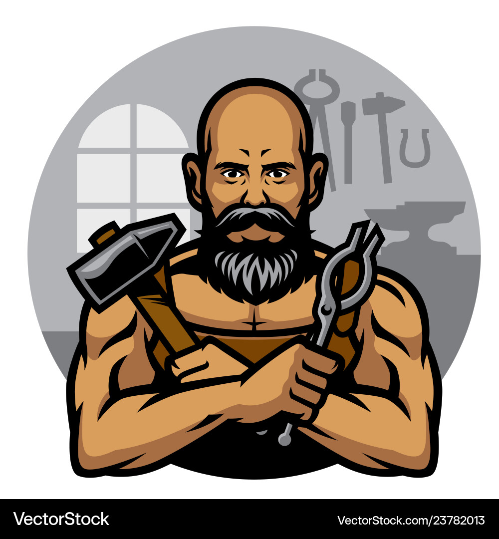 Blacksmith in the workshop Royalty Free Vector Image