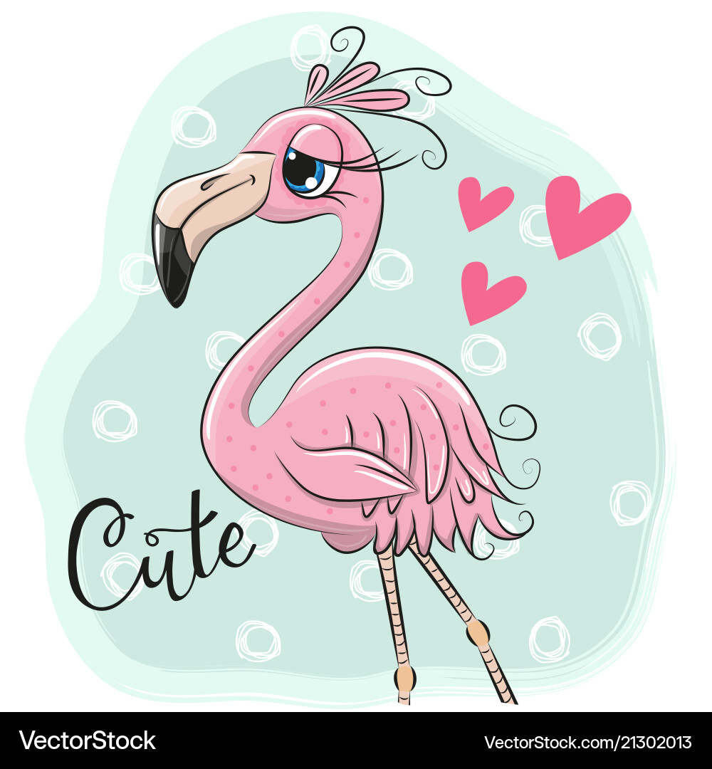 Cartoon flamingo on a blue background Royalty Free Vector