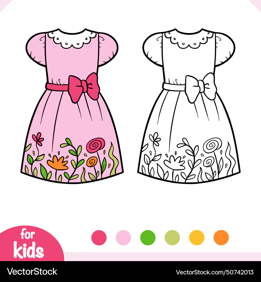 Coloring book dress Royalty Free Vector Image - VectorStock