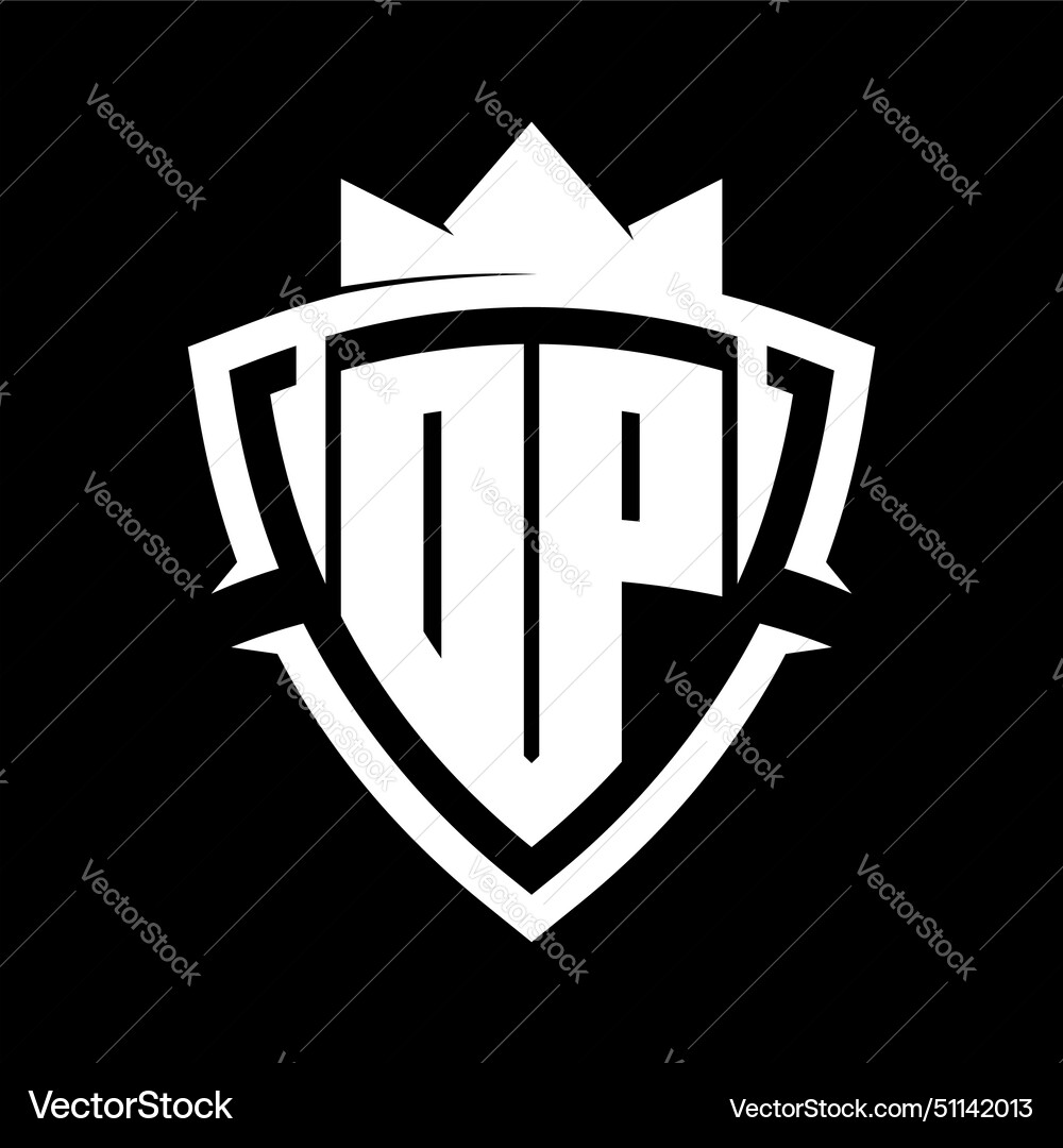 Dp letter monogram with triangle curve shield Vector Image