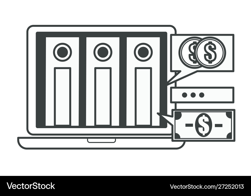 Financial library with files containing Royalty Free Vector