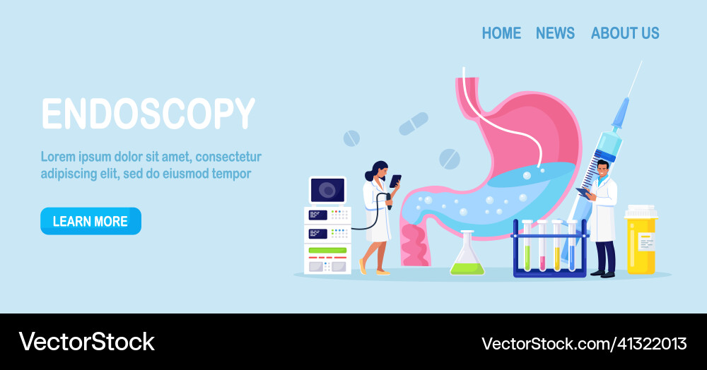 Gastroenterology tiny doctors diagnosis Royalty Free Vector