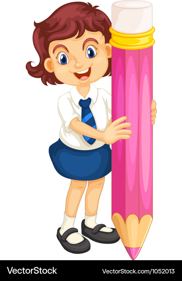Girl with pencil Royalty Free Vector Image - VectorStock