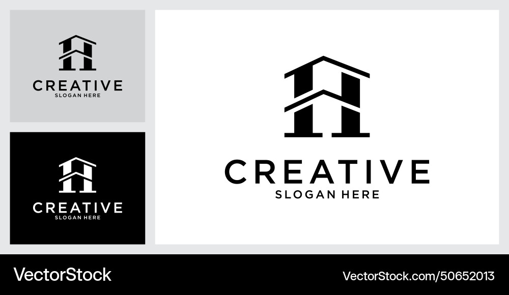 Initial letter h with home logo design concept Vector Image