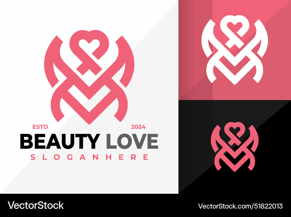 Letter vm or mv love logo design brand identity Vector Image