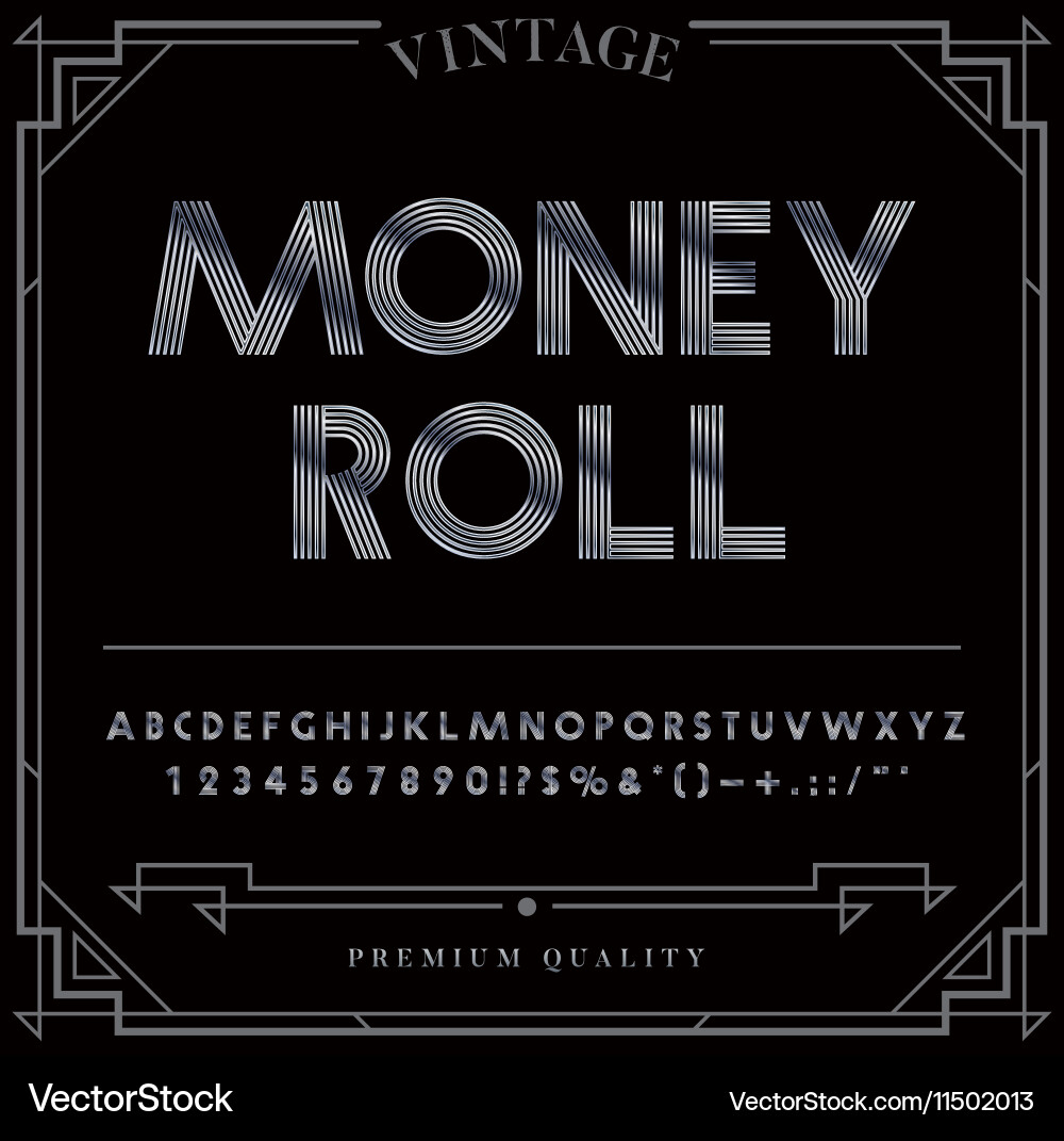 Metallic Chrome Font Set - Luxe & Modern Vector Image