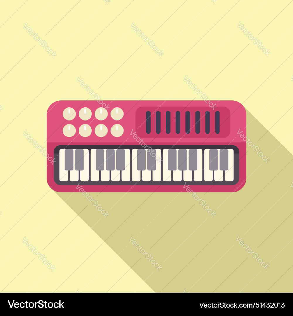 Retro pink synthesizer on yellow background Vector Image