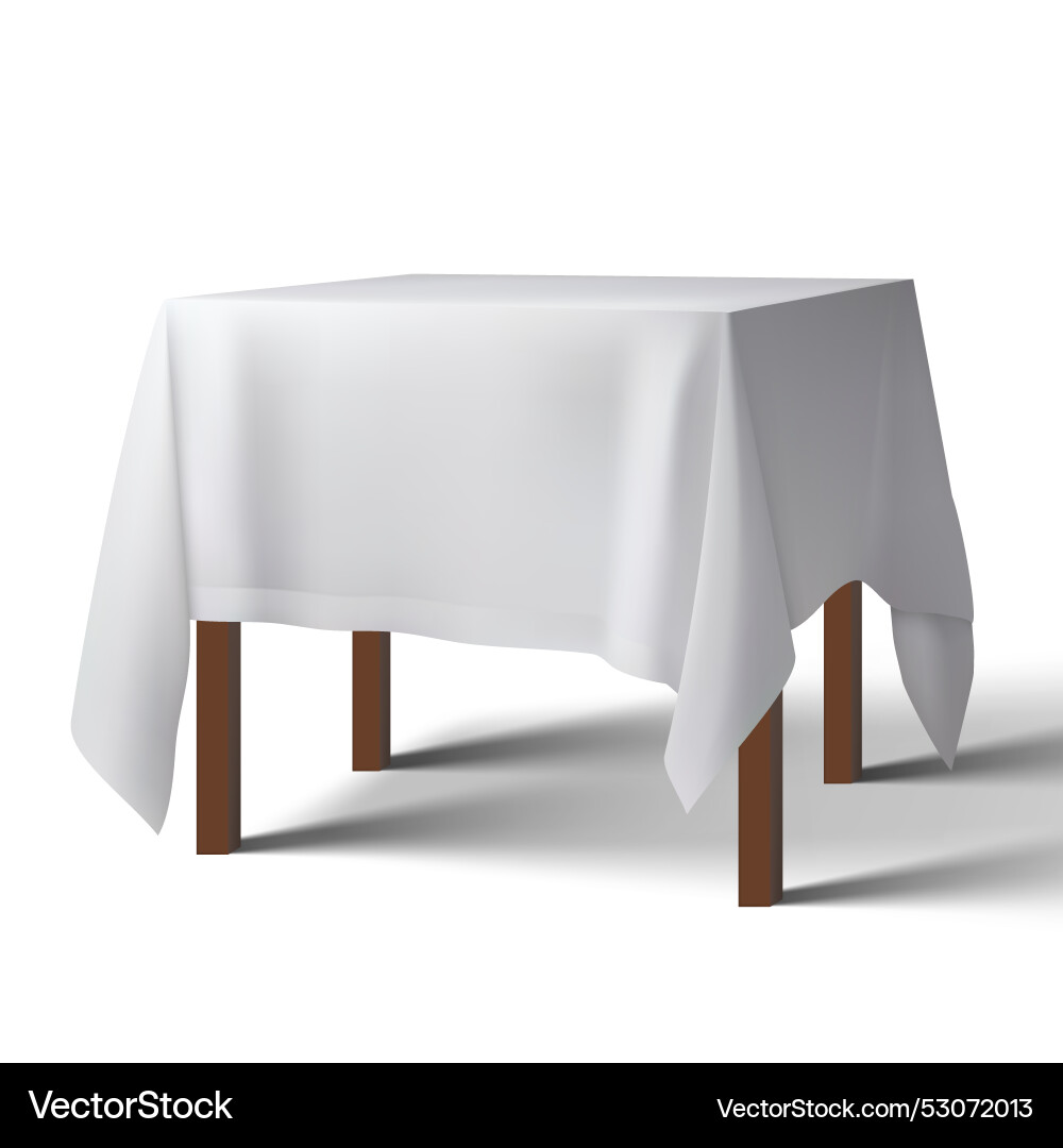 Table with white folded tablecloth top view Vector Image