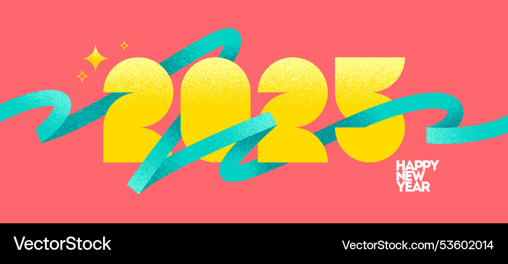 2025 new year logo with ribbon Royalty Free Vector Image