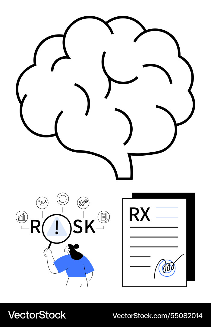 Hirnrisikoanalyse und Rezeptkonzept Lizenzfreier Vektor