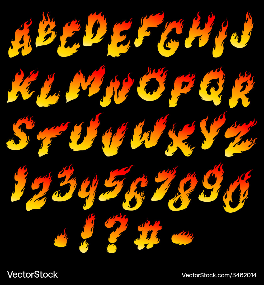 Fire font Royalty Free Vector Image - VectorStock