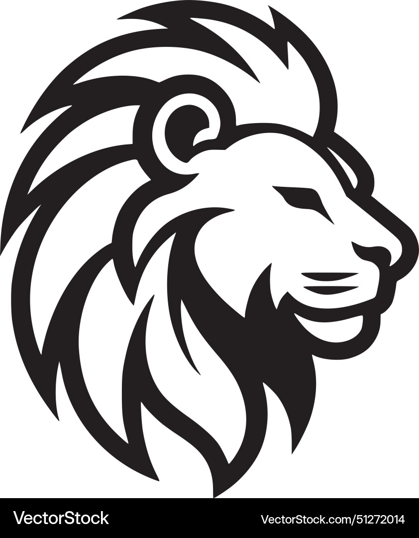 Lion - black and white Royalty Free Vector Image