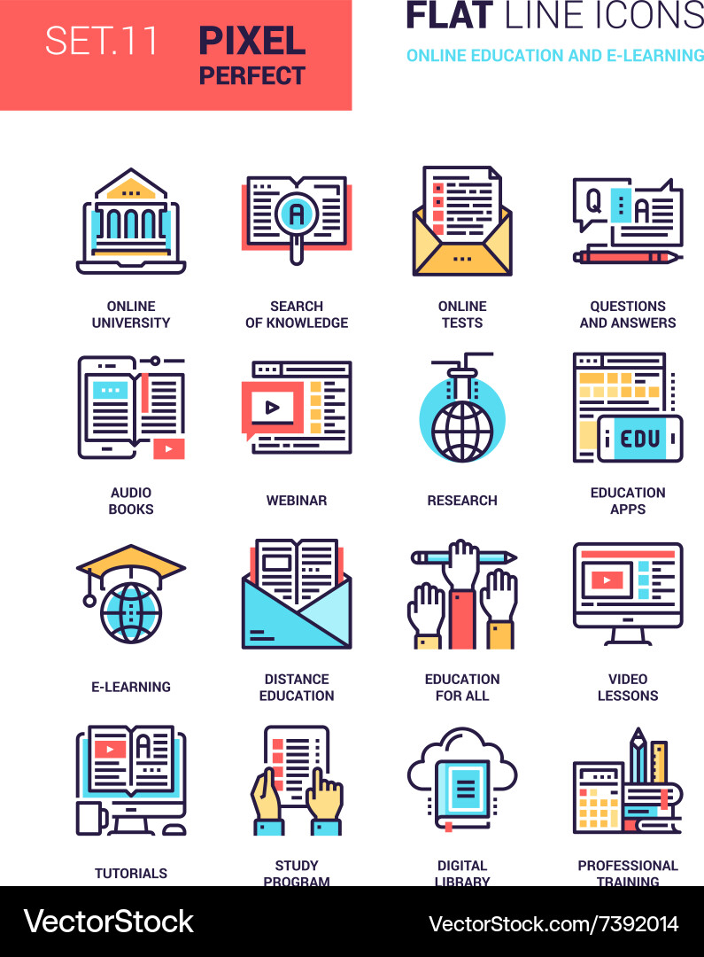 Online Learning Icons Royalty Free Vector Image