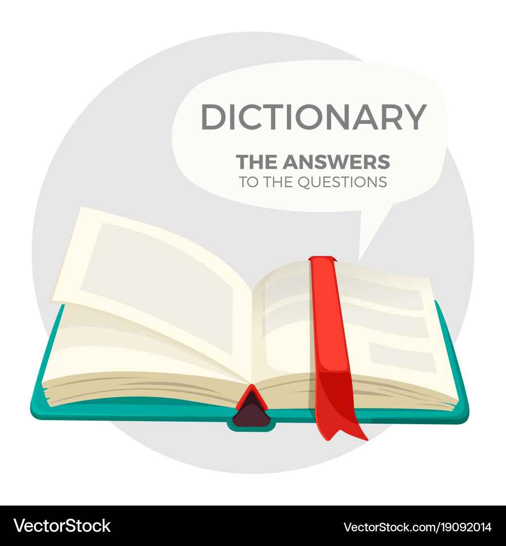 Open dictionary book with all answers to questions