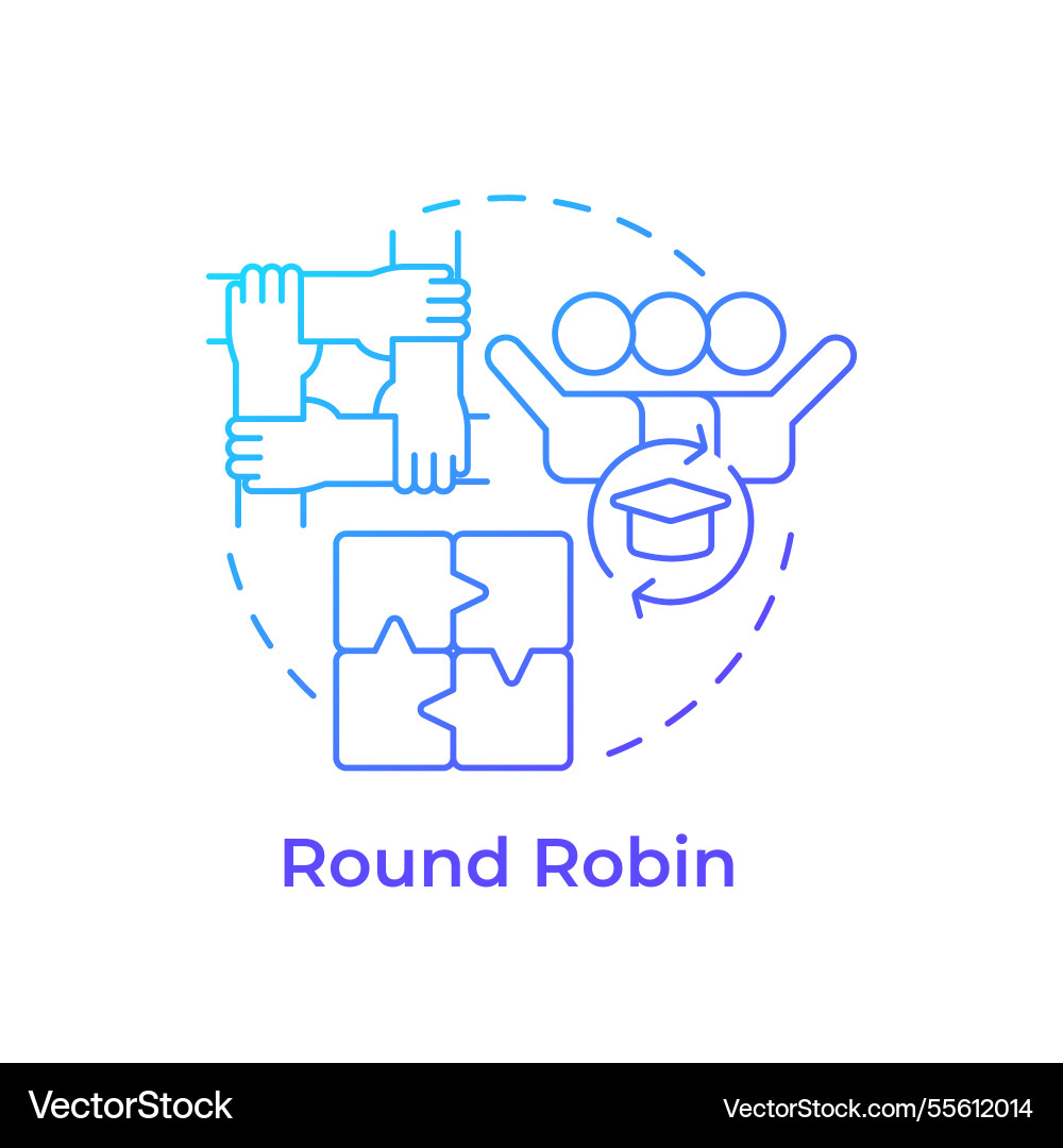 Round robin blue gradient concept icon Royalty Free Vector
