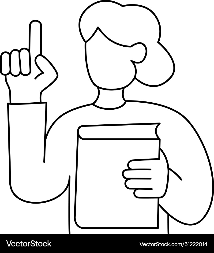 Teacher holds book and pointing up Royalty Free Vector Image