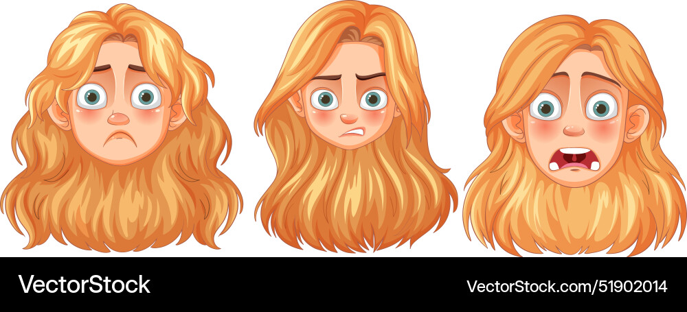 Three facial expressions showing different Vector Image