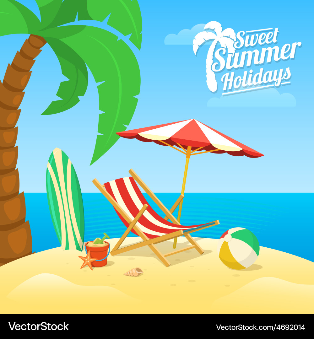 Tropical Beach Vacation Royalty Free Vector Image