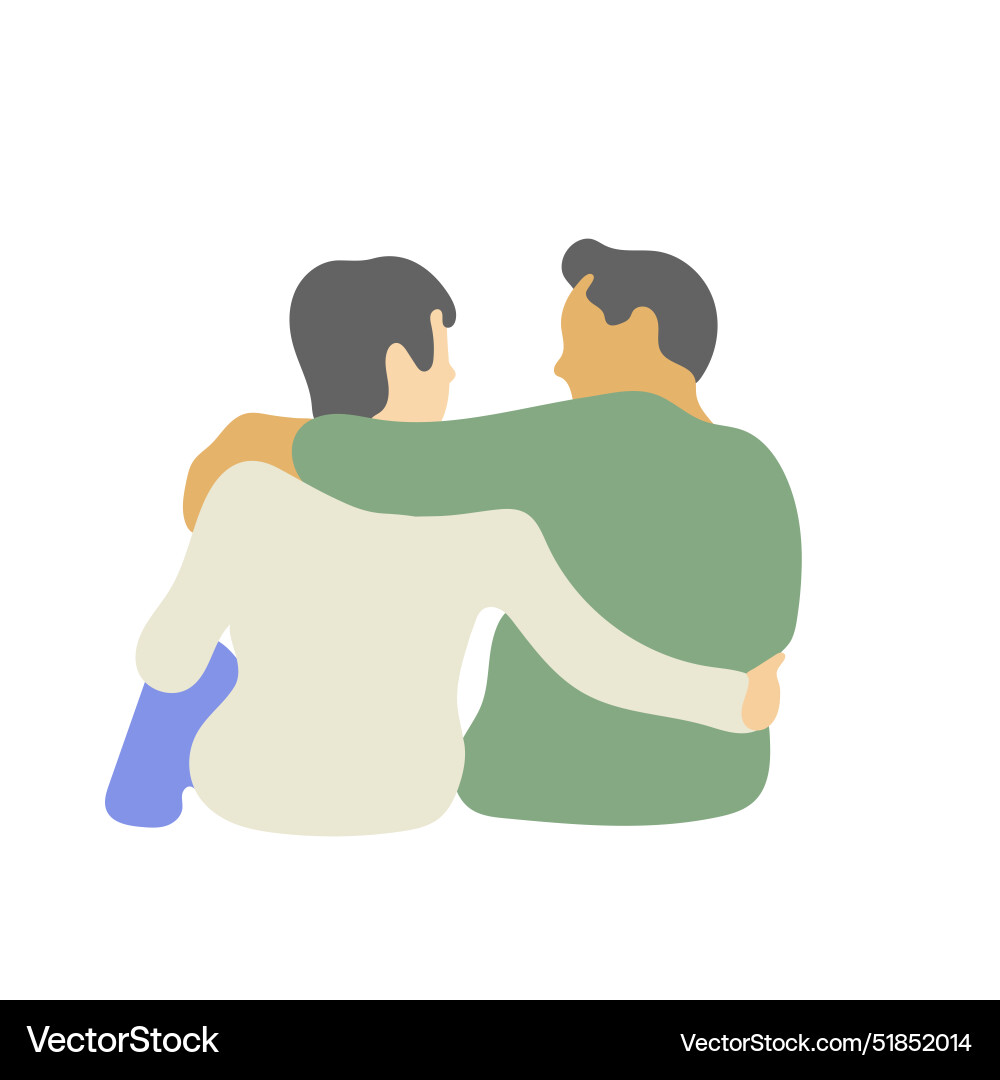 Two men with friendship hand drawn Royalty Free Vector Image