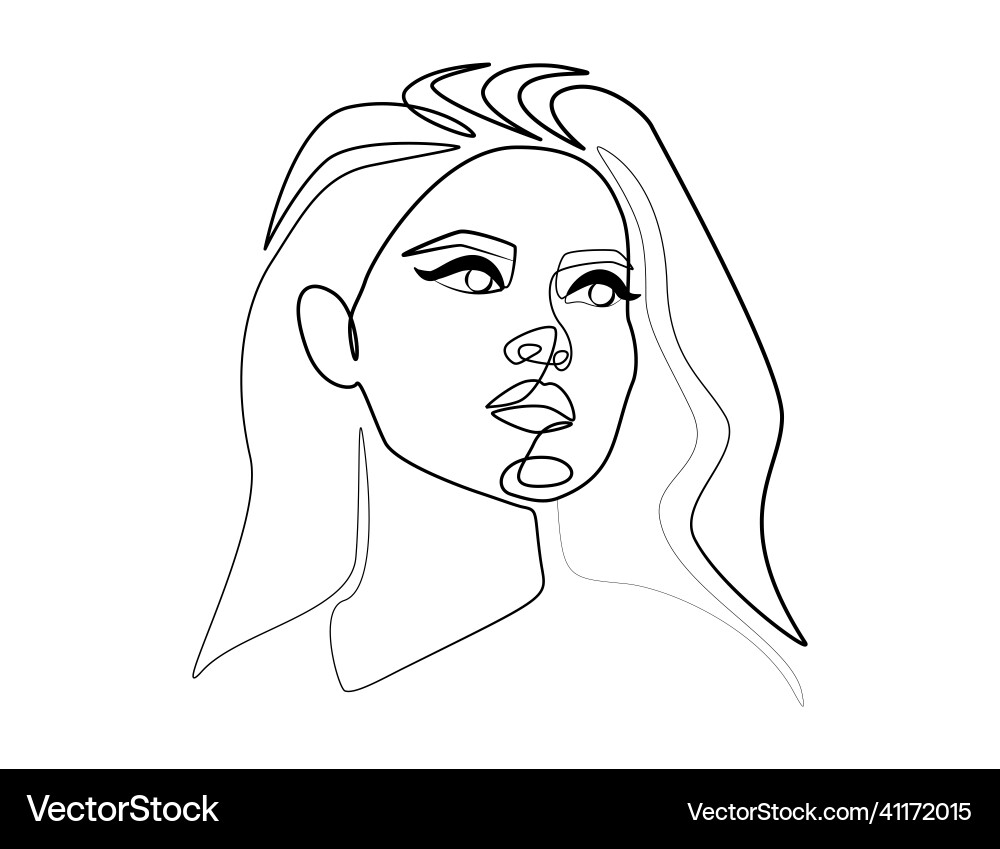 Abstract woman face one continuous line drawing Vector Image