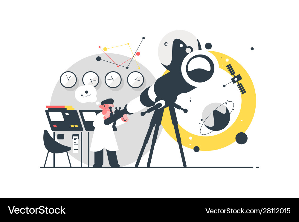 Astronomer watching stars Royalty Free Vector Image