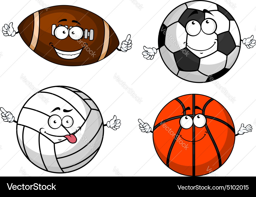 Cartoon isolated sport balls characters Royalty Free Vector