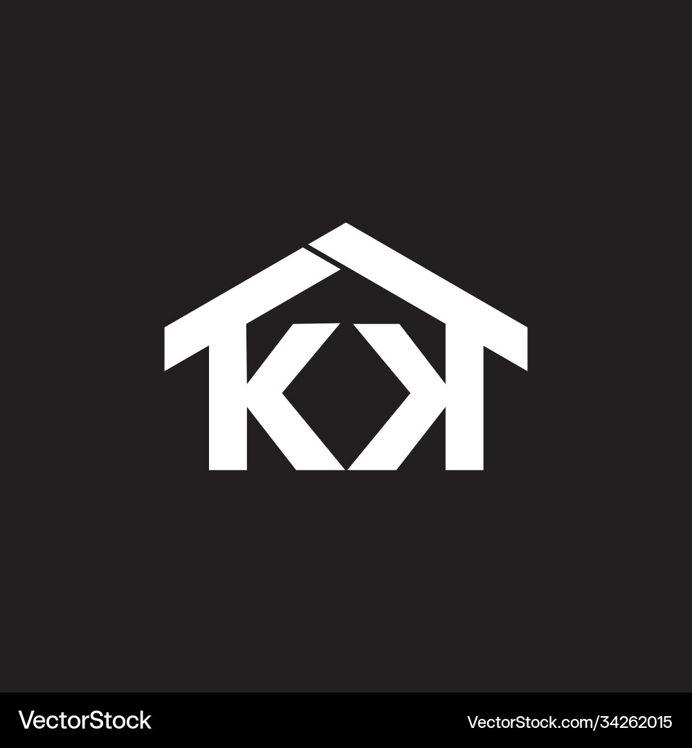 Letters kk simple house design logo Royalty Free Vector