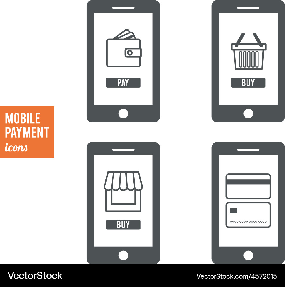 mobile Zahlungssymbole Lizenzfreies Vektorbild
