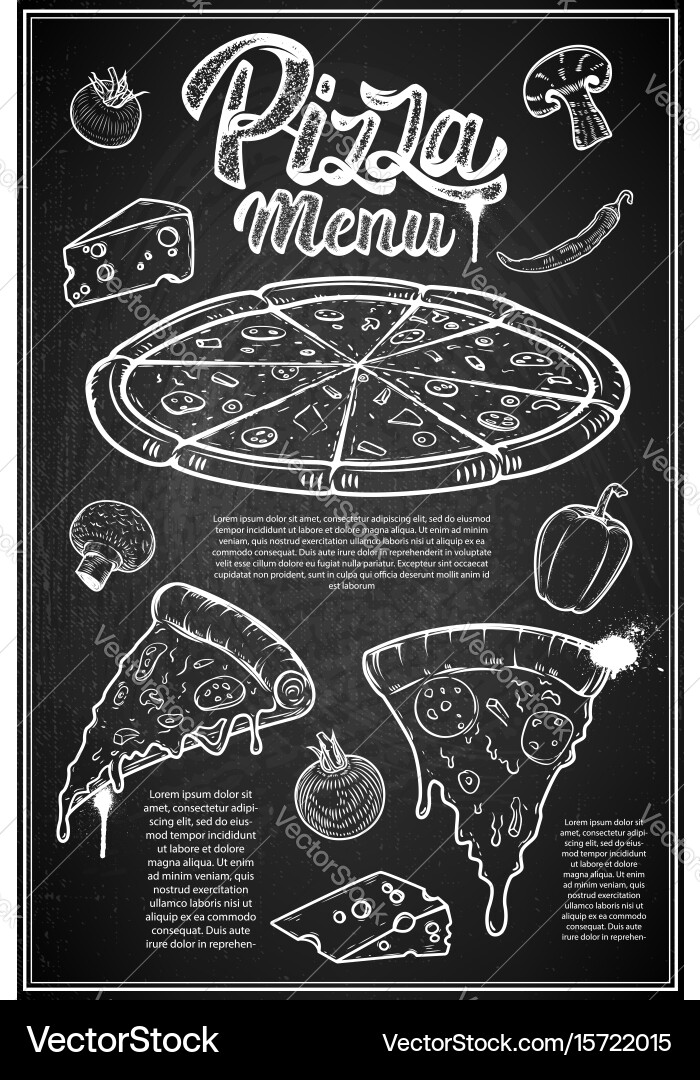Pizza menu cover layout chalkboard with hand Vector Image