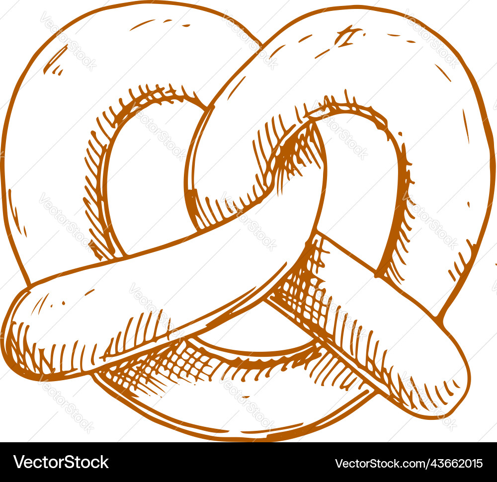 Pretzel isolated hand drawn sketch bakery product Vector Image