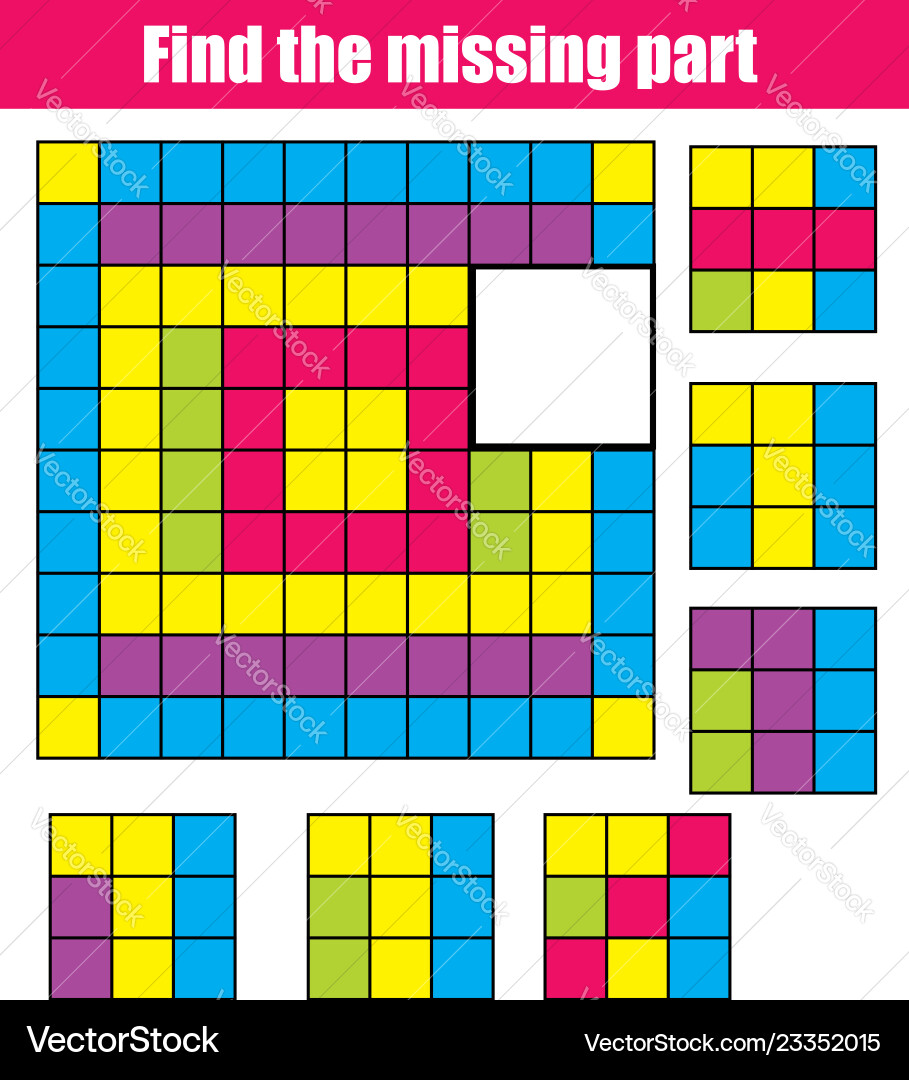Puzzle for toddlers find the missing part Vector Image