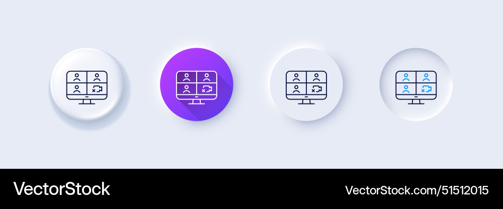 Video conference line icon online training sign Vector Image