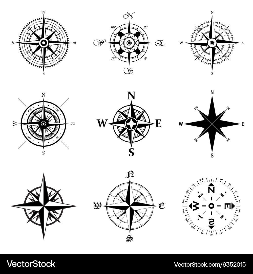 Wind rose set Royalty Free Vector Image - VectorStock