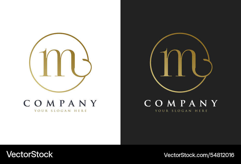 Abstract script gold premium luxury letter m logo Vector Image