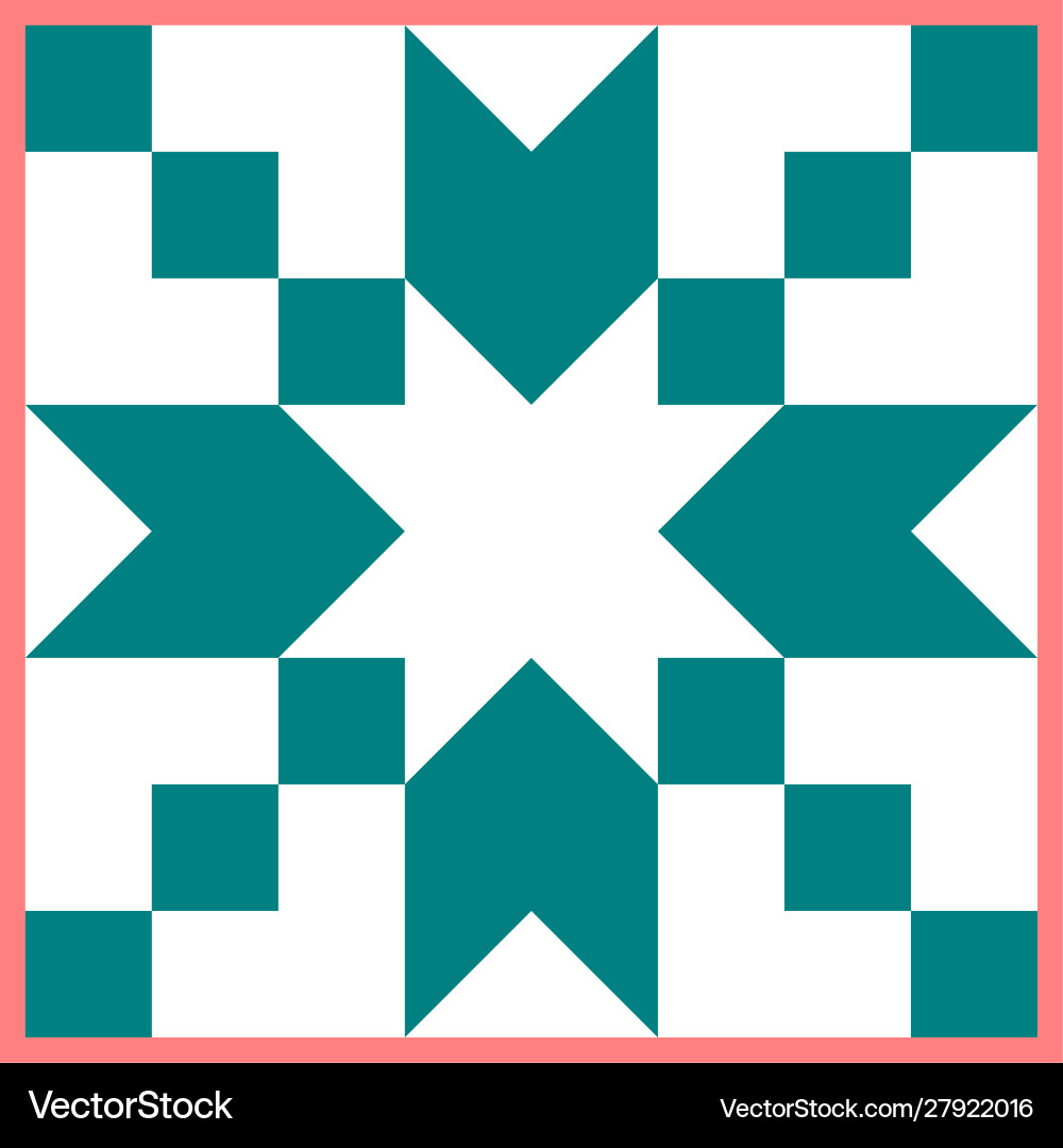 Barn Quilt Pattern - Geometric Patchwork Vector Image