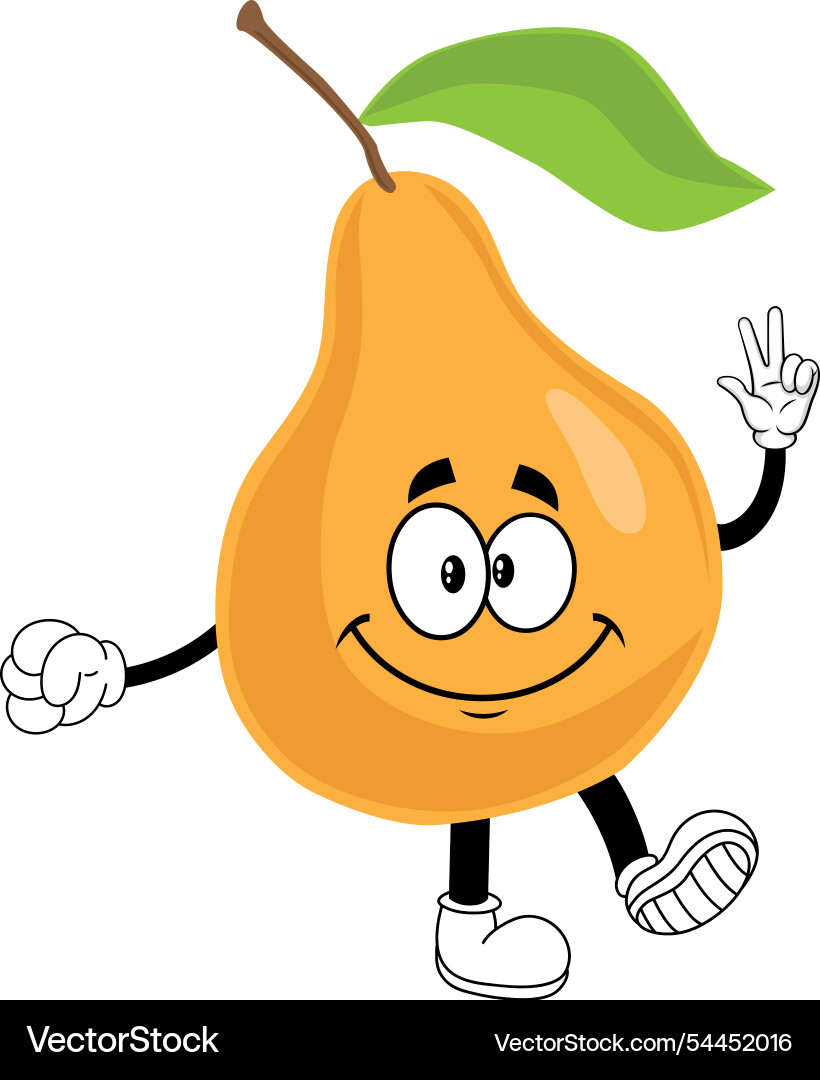 Cartoon- golden pear fruit Royalty Free Vector Image