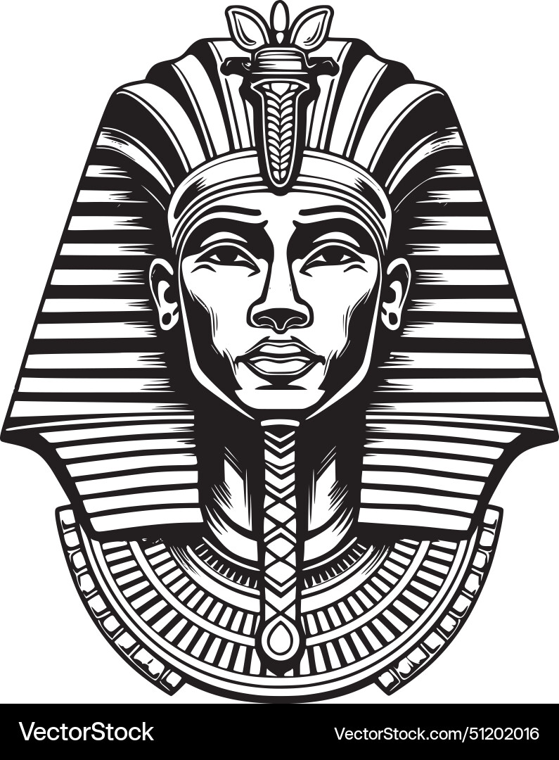 Pharaoh - black and white Royalty Free Vector Image