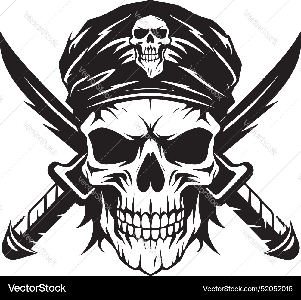 Pirate captains insignia jolly roger with blade Vector Image