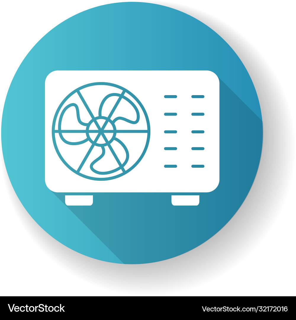 Split air conditioner blue flat design long Vector Image