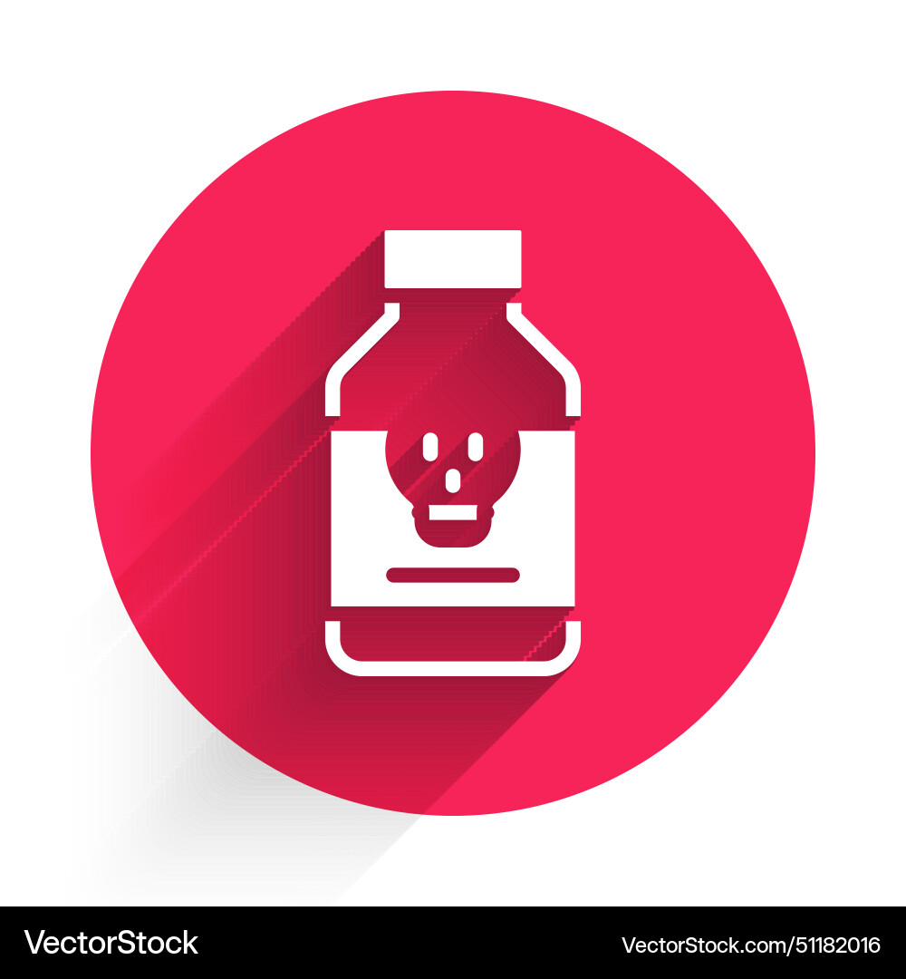 White poisoned pill icon isolated with long Vector Image
