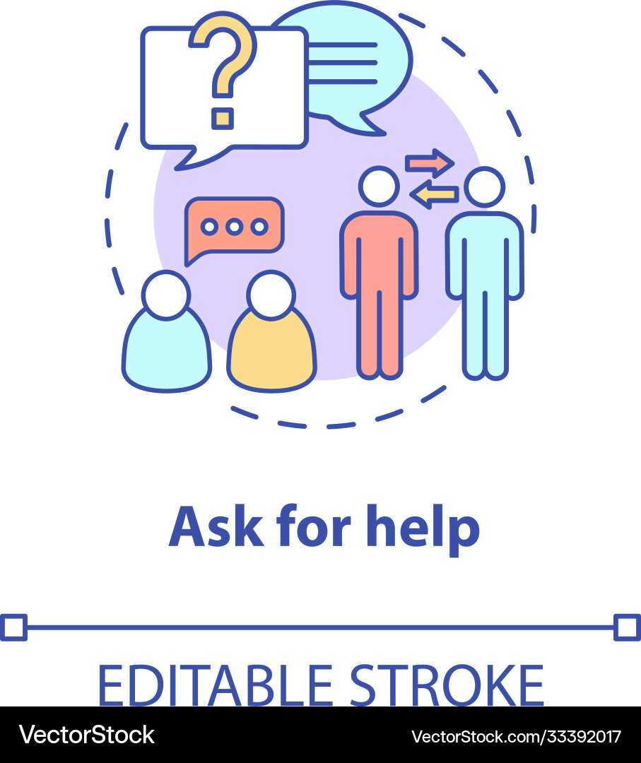 Ask for help concept icon Royalty Free Vector Image