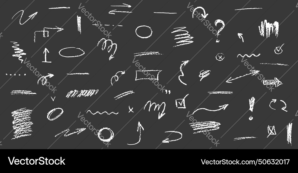 Charcoal hand drawn scribbles set Royalty Free Vector Image