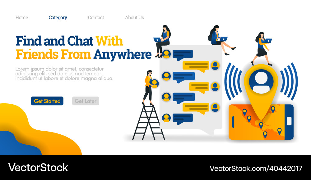 Find and chat with friend from anywhere Royalty Free Vector