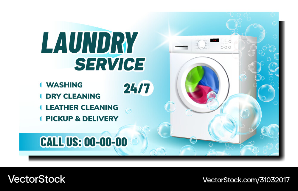 Laundry service creative advertising banner Vector Image
