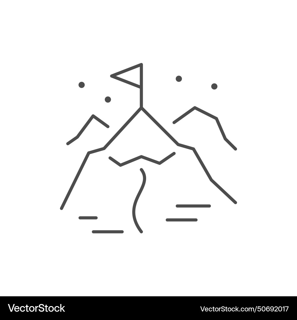 Mountain peak line outline icon Royalty Free Vector Image