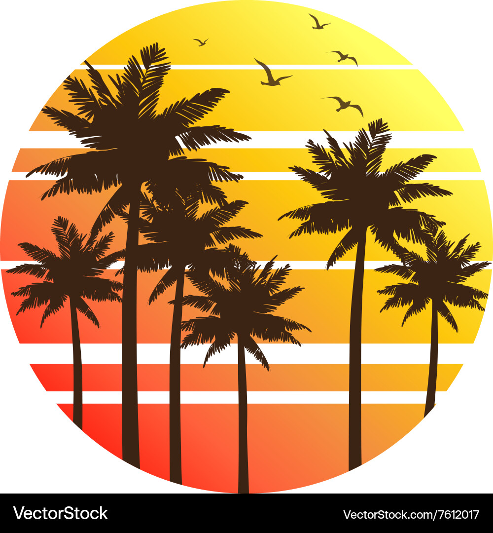 Plam tree sunset 4 Royalty Free Vector Image - VectorStock