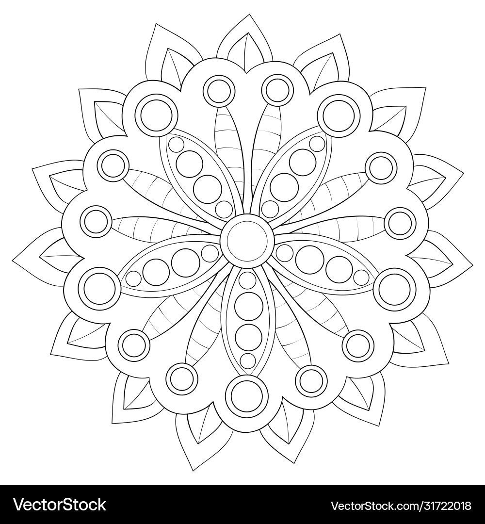 Cute Mandala Coloring Page Royalty Free Vector Image